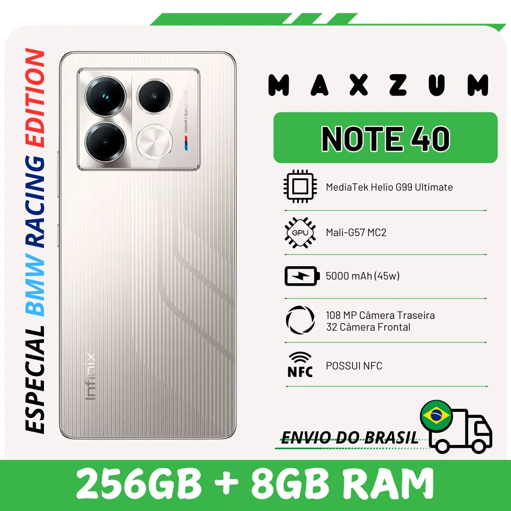 Infinix Note 40 BMW Racing Edition 256GB ROM / 8GB RAM Versão Global ...