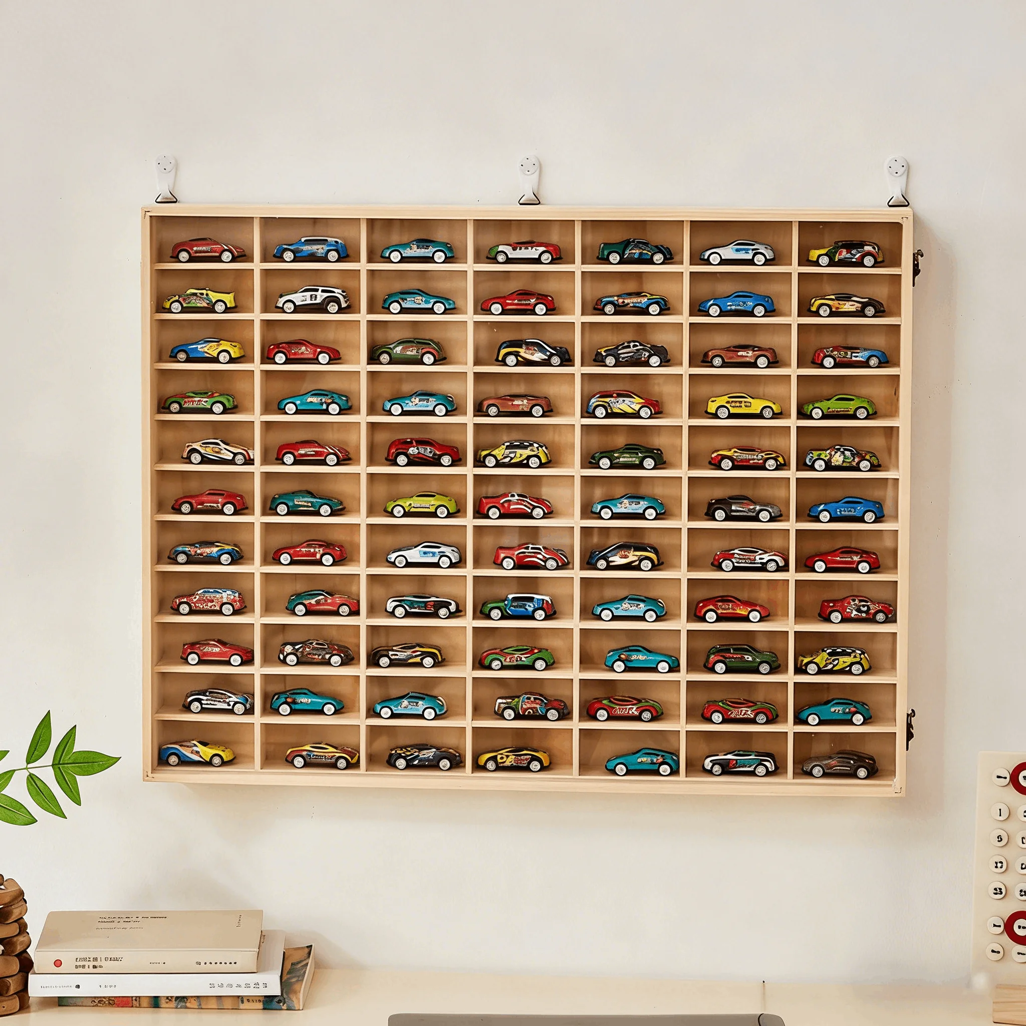 Wall-Mounted Wooden Car Display Rack Multi-Layer Car Storage Grid Wall ...