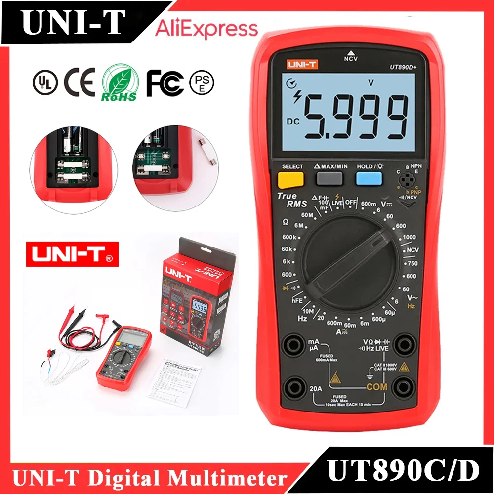 UNI-T-UT890C-UT890D-Plus-Multimeter-Digital-Professional-AC-DC-Ammeter ...