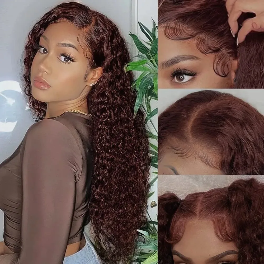 Curly wigs HD Transparent Lace Front Wig Chocolate Brown 14x4 Deep Wave ...