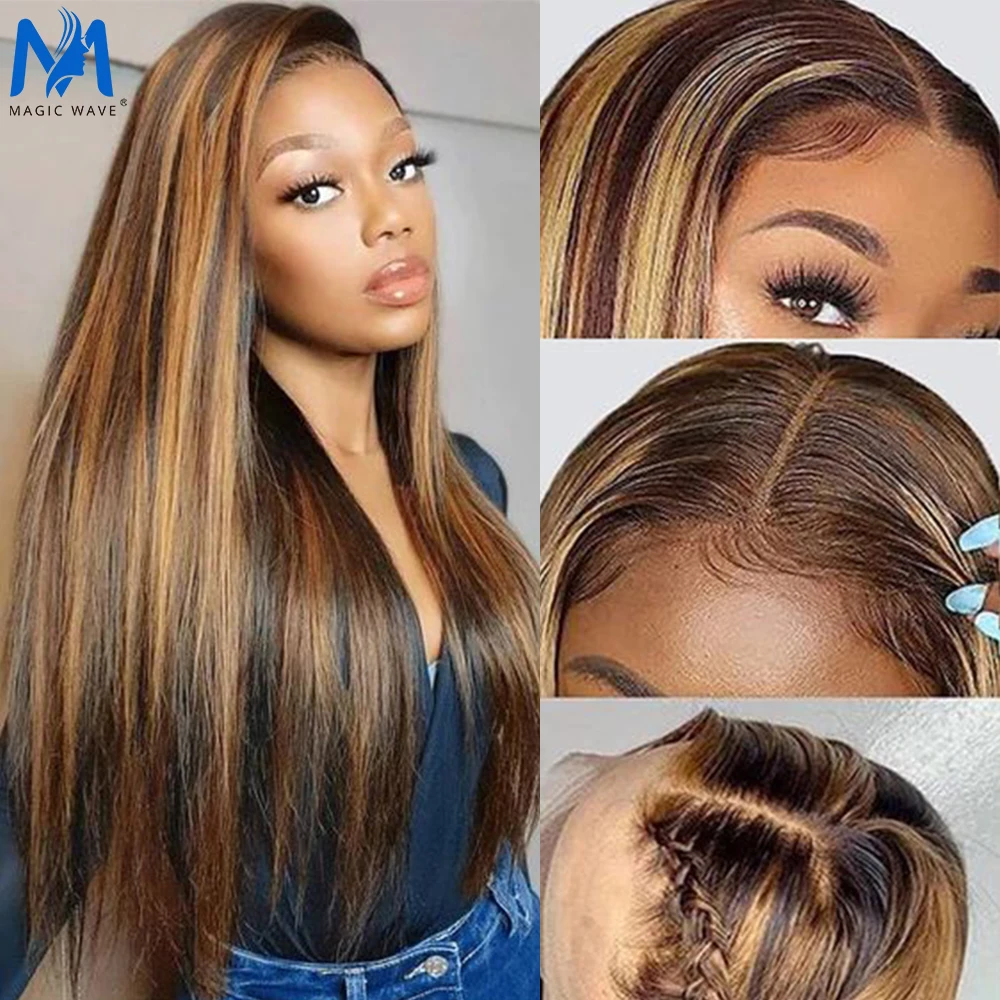 13×4 Straight Transparent Lace Front Human Hair Wig P4/27 Color ...