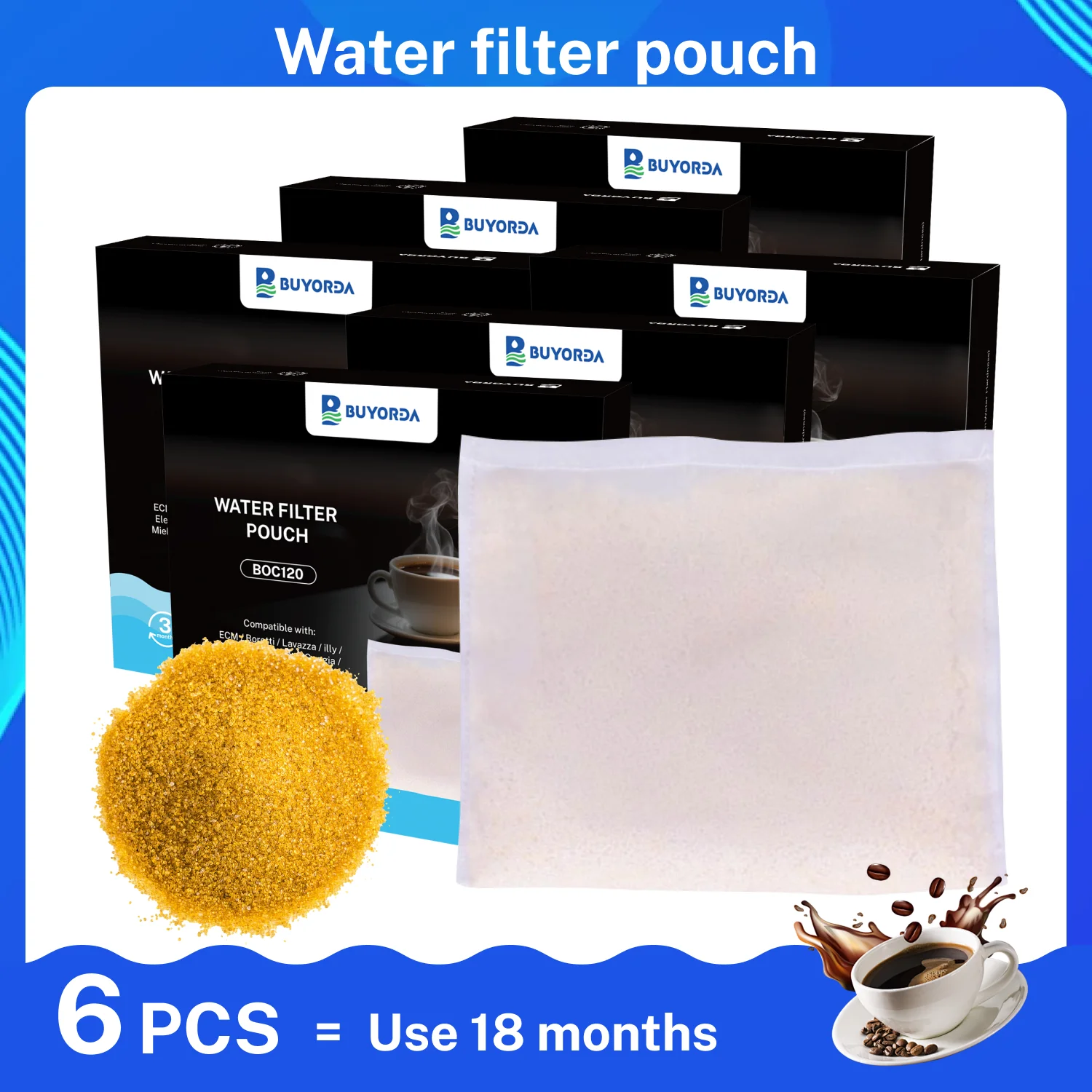 Espresso Machine Water Filter Pouch 6 Pack In Water Tank Descaler Bags ...