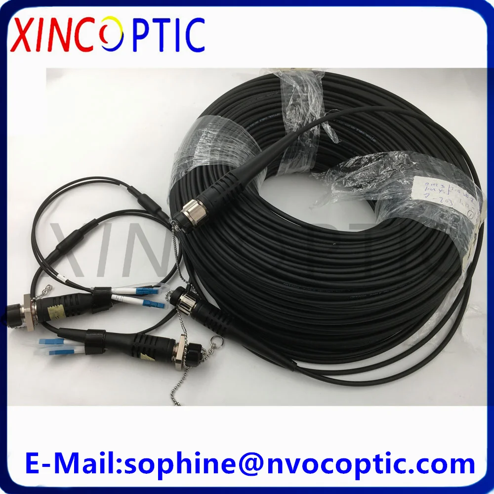 300M SM,4C 5.0mm TPU,Single Mode Armored Black Cable,4Cores ODC-Male To ...