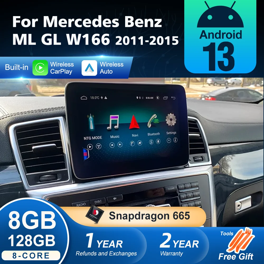 Android-13-W166-Wireless-CarPlay-Screen-For-Mercedes-Benz-ML-GL-W166 ...