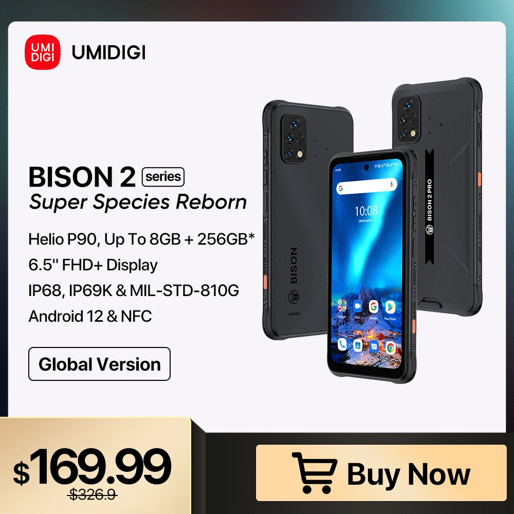 UMIDIGI BISON 2 / BISON 2 프로 글러블 버전 안드로이드 12 스마트폰, 견고한 헬리오 P90 휴대폰 48mp ...