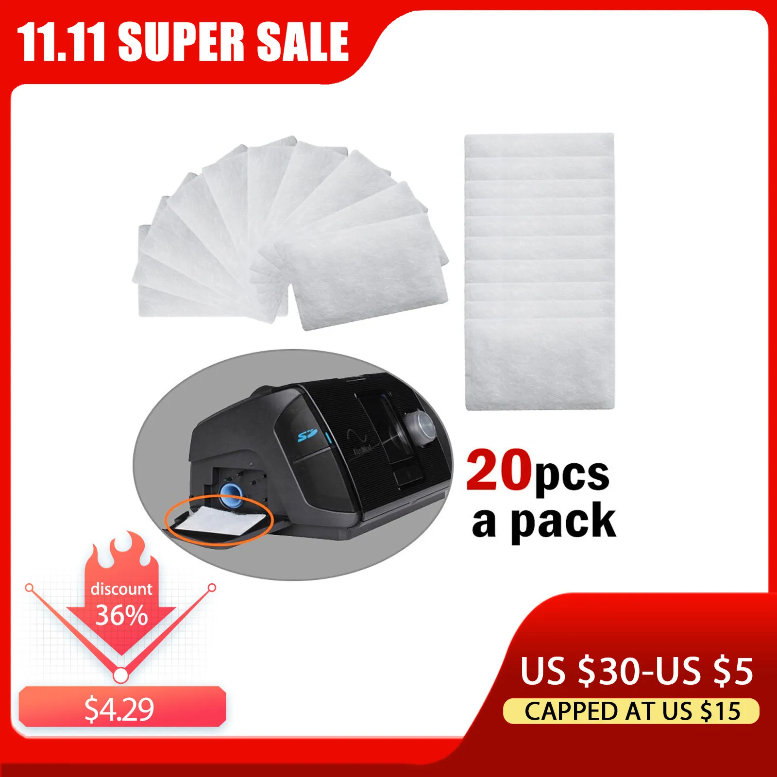 20pcs Resmed Airsense Cpap Disposable Universal Replacement Filters ...