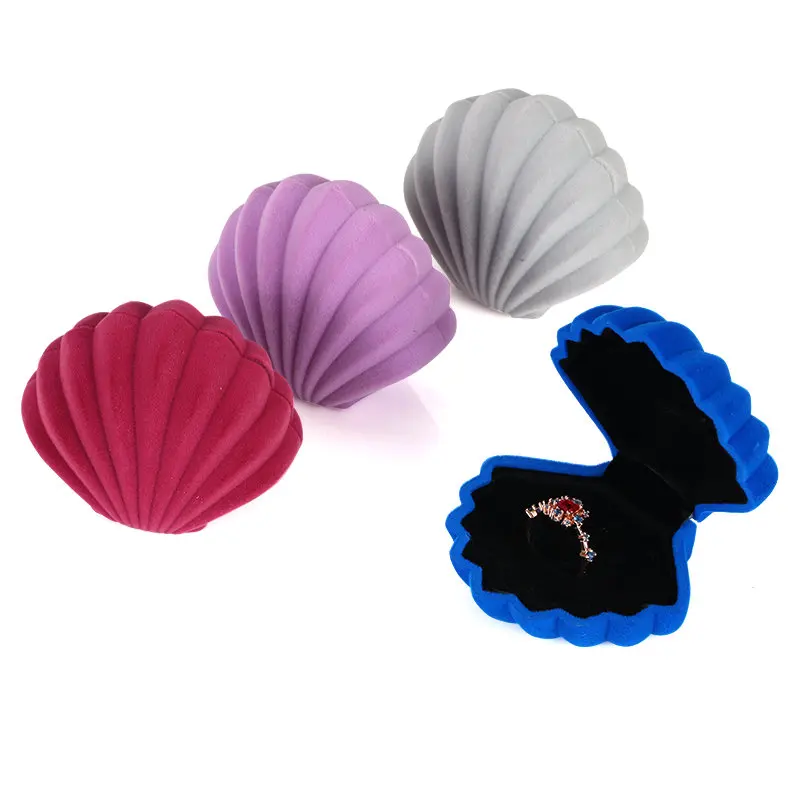 Velvet-Jewelry-Box-Shell-Shape-Wedding-Ring-Box-Organizer-Storage ...