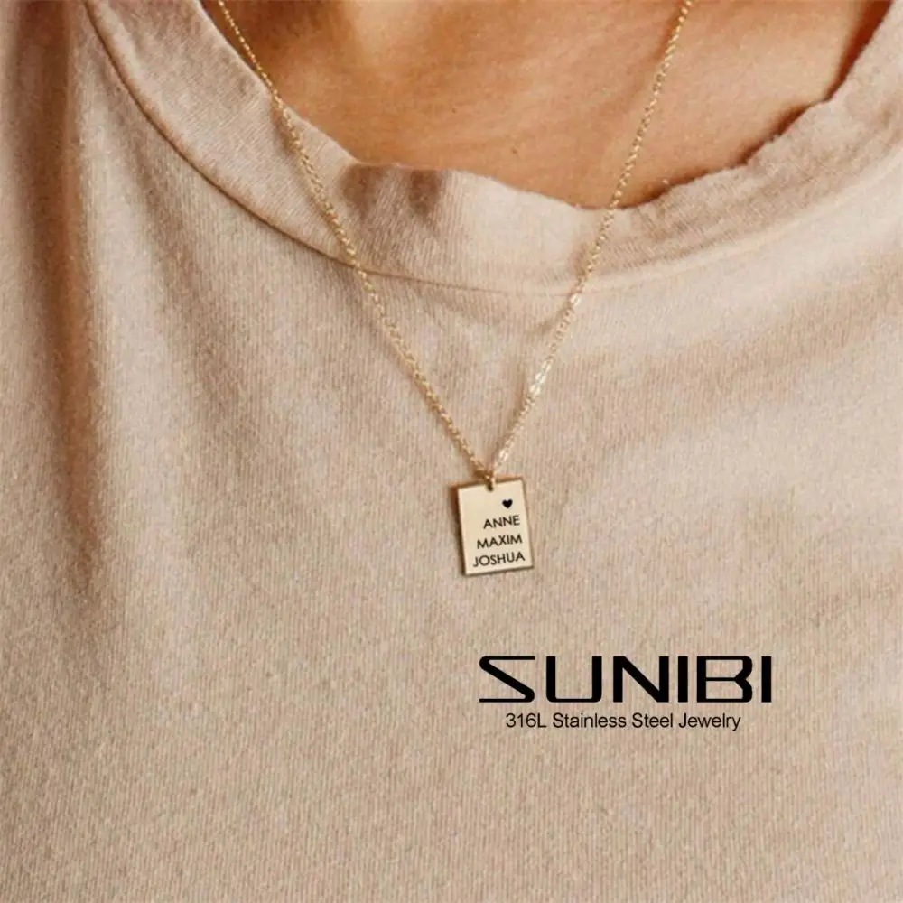 Personality Initials Custom Laser Engraved Stainless Steel Necklace for ...