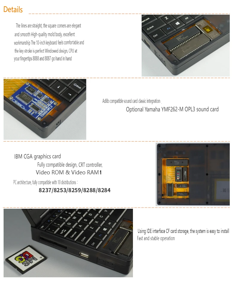 도서 8088 DOS 시스템 노트북 CGA 그래픽 카드 컴퓨터, IBM PC XT 호환 기계, 8088 8086CPU, 마이크로 ...