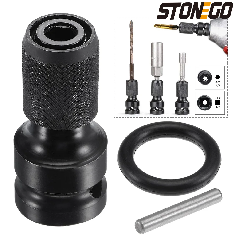 STONEGO 1PC 1/2 inch Square Drive to 1/4 inch Hex Socket Adapter ...