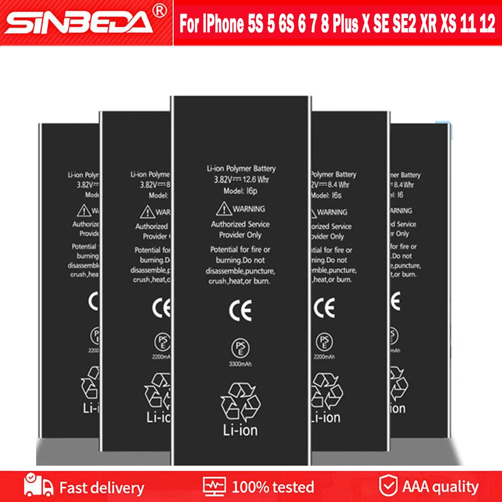 2022 high quality zero cycle Battery For iPhone 5 6 6S 5S SE 7 8 Plus X ...