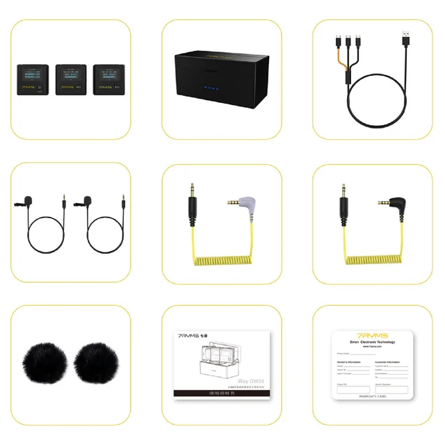 7RYMS iRay DW30 2.4G Wireless Microphone With Charging Box For mobile Canon Nikon Sony Dslr ...