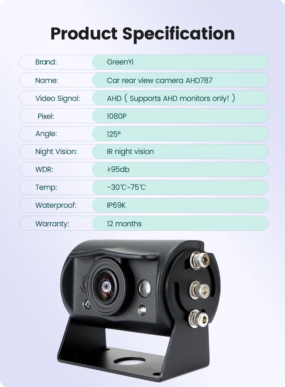 AHD 1920*1080P Infrared IR Night Vision Waterproof Truck Rear View ...