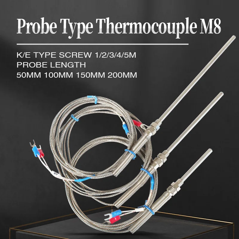 K Type Thermocouple Temperature Sensor Probe 200mm - Thermocouple M8 1m ...