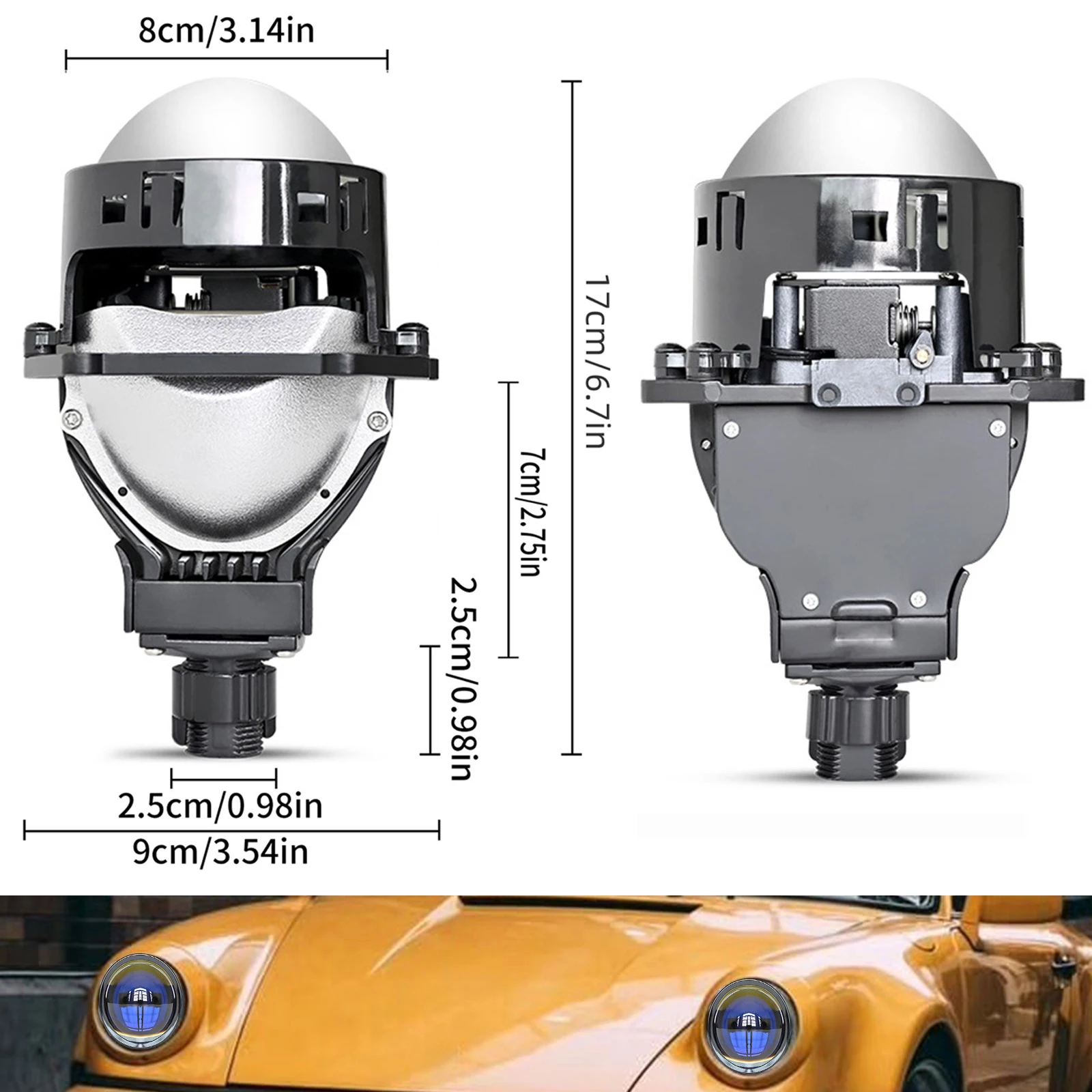 3 Inch 2pcs LED Projector Lenses Headlight Bulbs 6500K Auto Lamp Lights ...