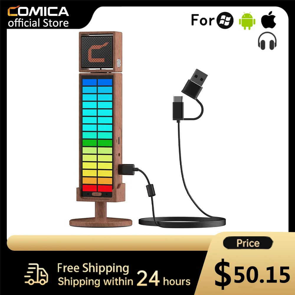 Comica Rgb Usb Microphone Wired Condenser Mics Sound Control Light Mic ...