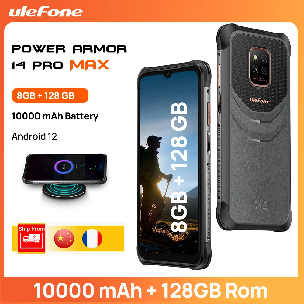Ulefone Power teléfono inteligente Armor 14 Pro, 128GB + 8GB, 10000mAh, Android 12, resistente ...