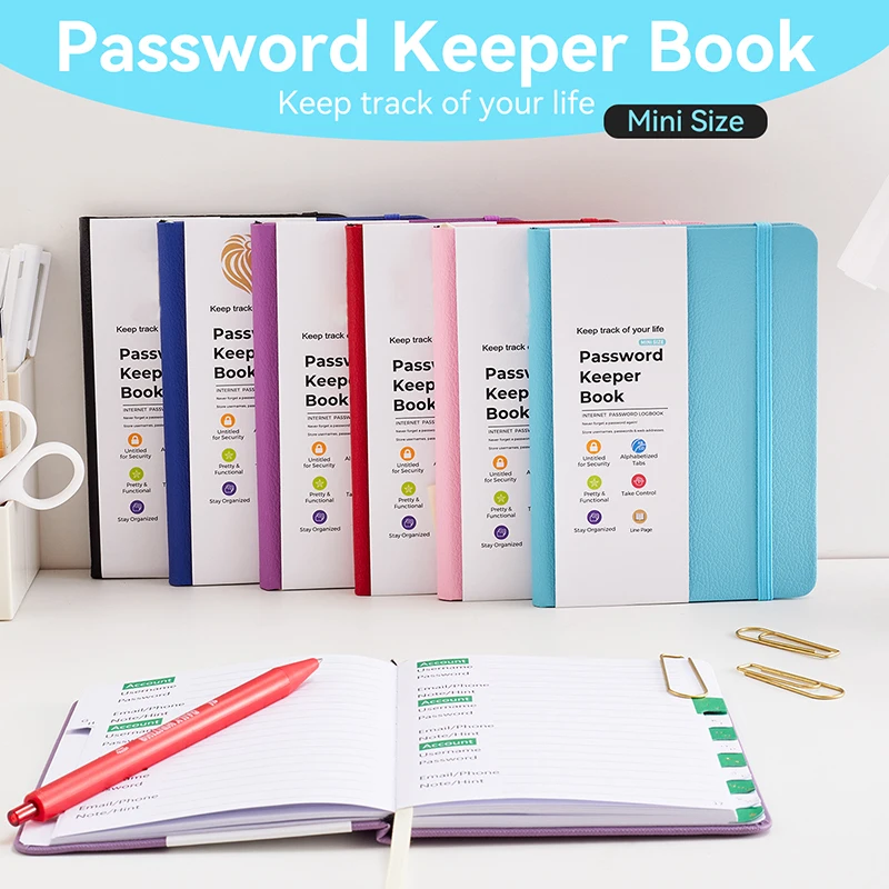 Hardcover-Password-Book-Small-Password-Keeper-Notebook-Organizer-Endere ...
