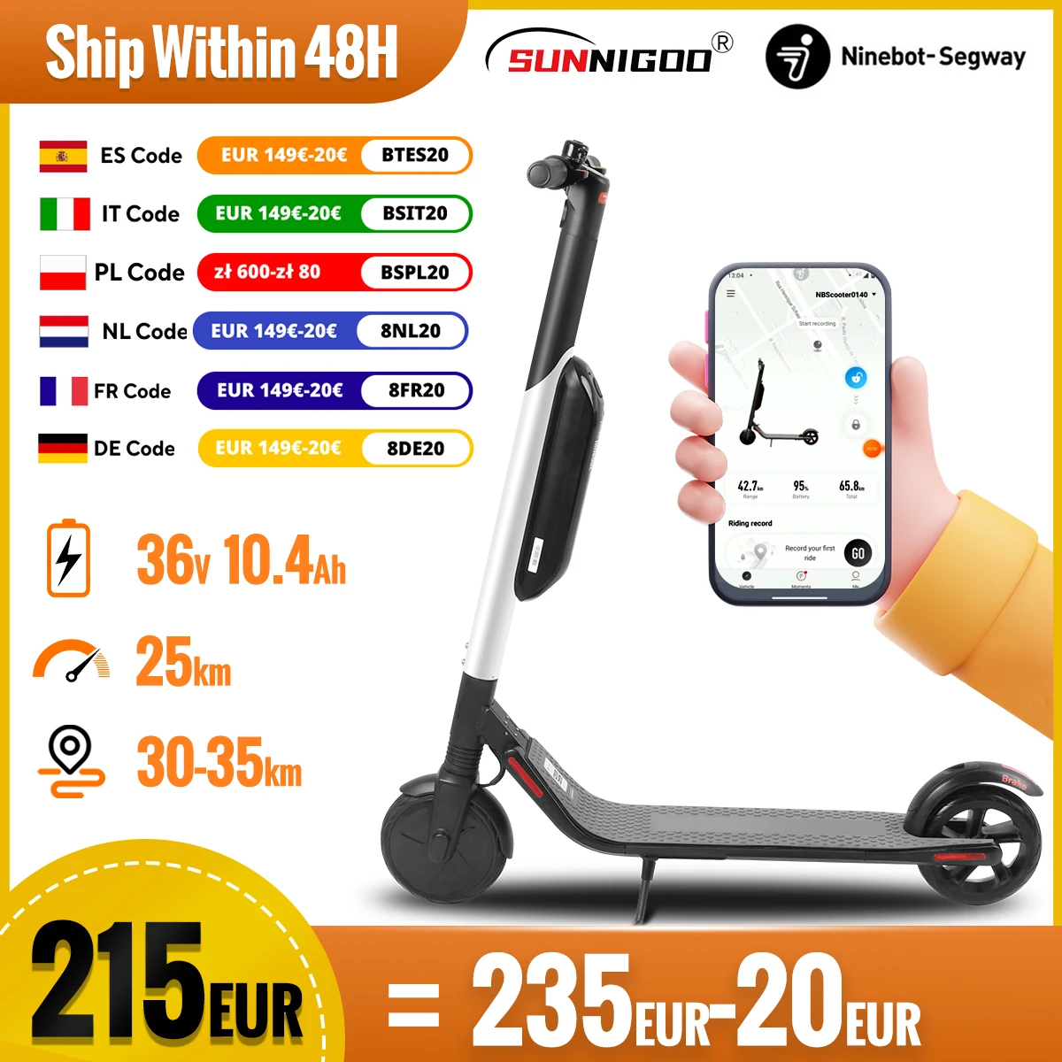SEGWAY-ES4-Electric-Scooter-36V-10-4Ah-25km-h-Escooter-Electric-Kick ...