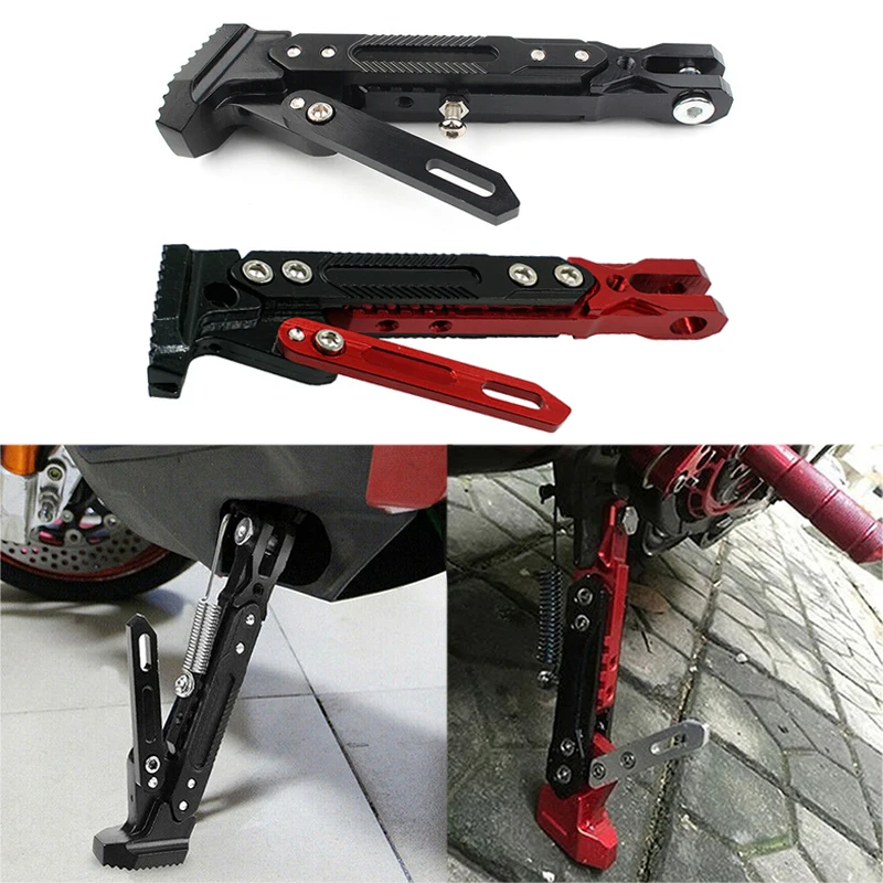 Motorcycle-Adjustable-Kickstand-Foot-Bracket-Support-Parking-Side-Stand ...