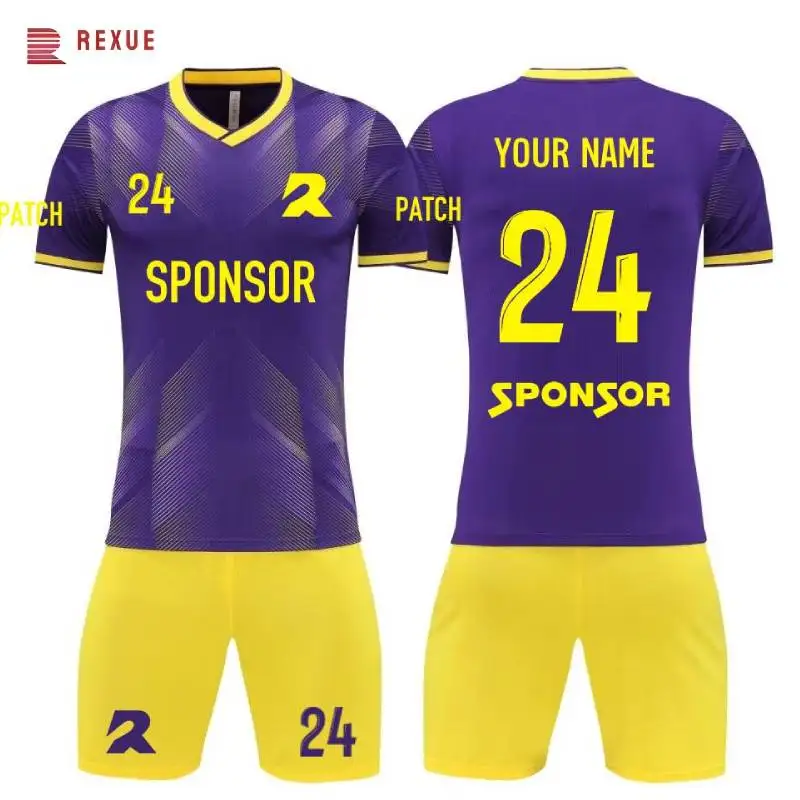 Football Clothes Team Uniform Men Kid Football Jersey Set 2 Pcs Purple ...