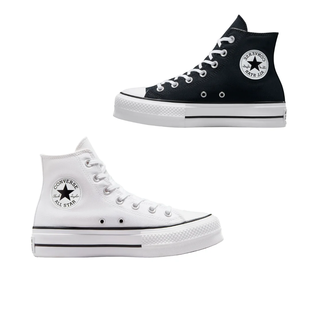 Converse- Zapatilla Bota Plataforma Negra y Blanca, Zapatilla de mujer ...