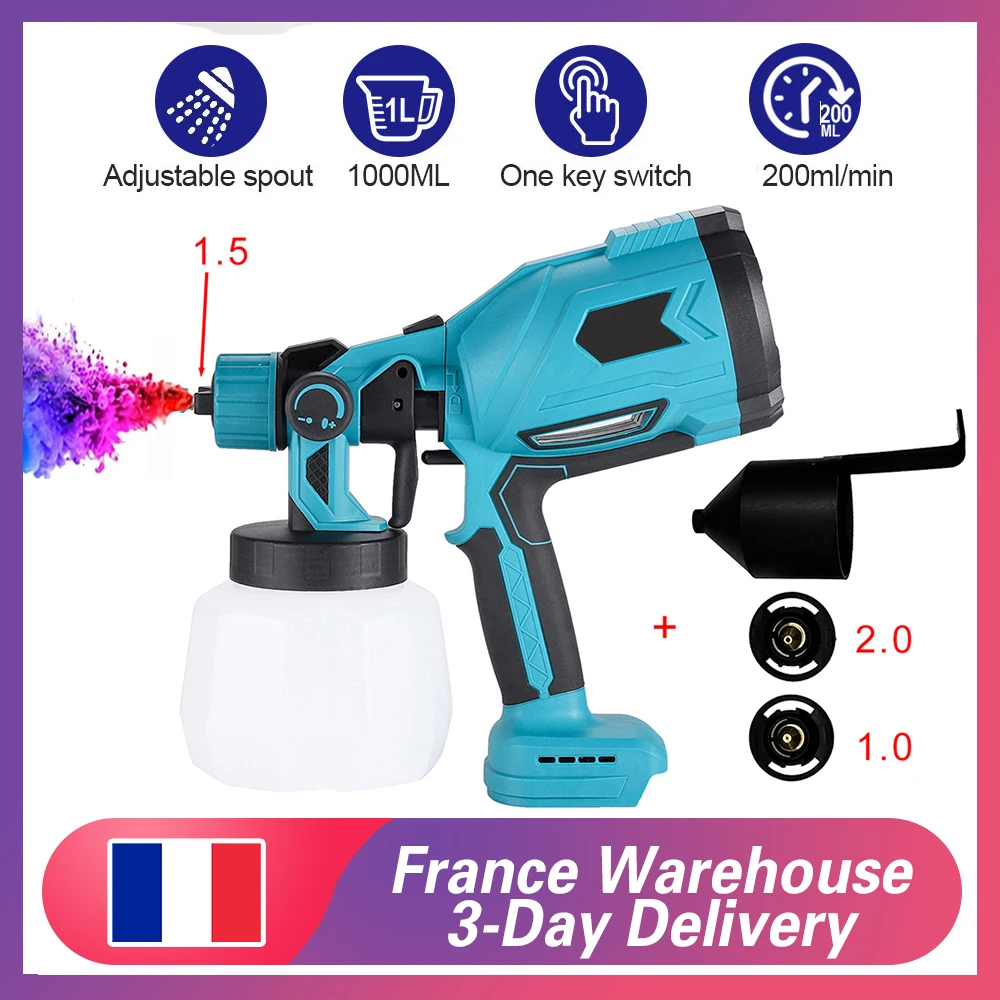 1000ml-Cordless-Electric-Spray-Gun-High-Power-Paint-Sprayer-30000RPM ...
