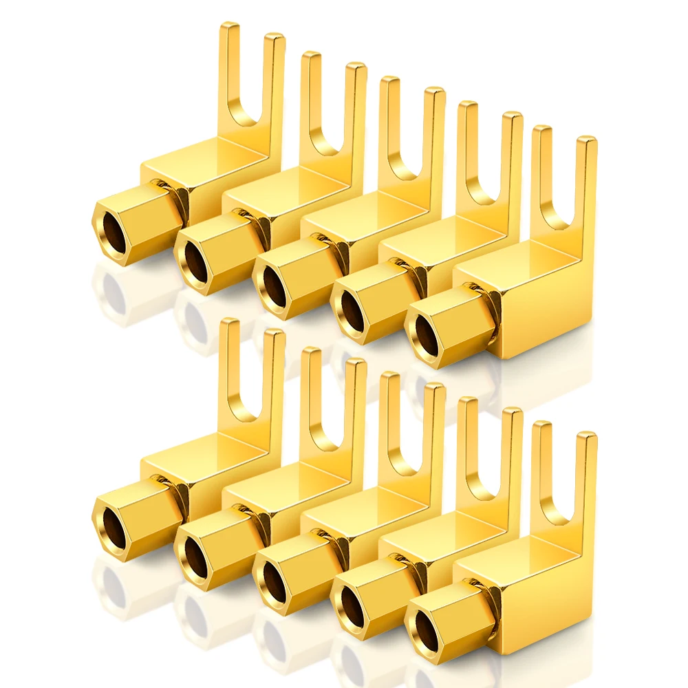 High Quality gold plated Speaker Fork Jack Connector Spade Plug For 4mm ...
