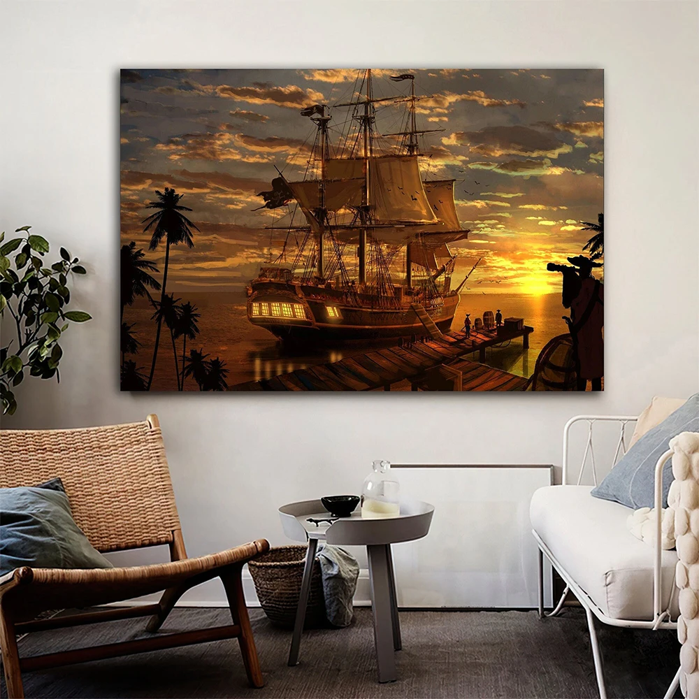 Pirate Ship Painting Abstract