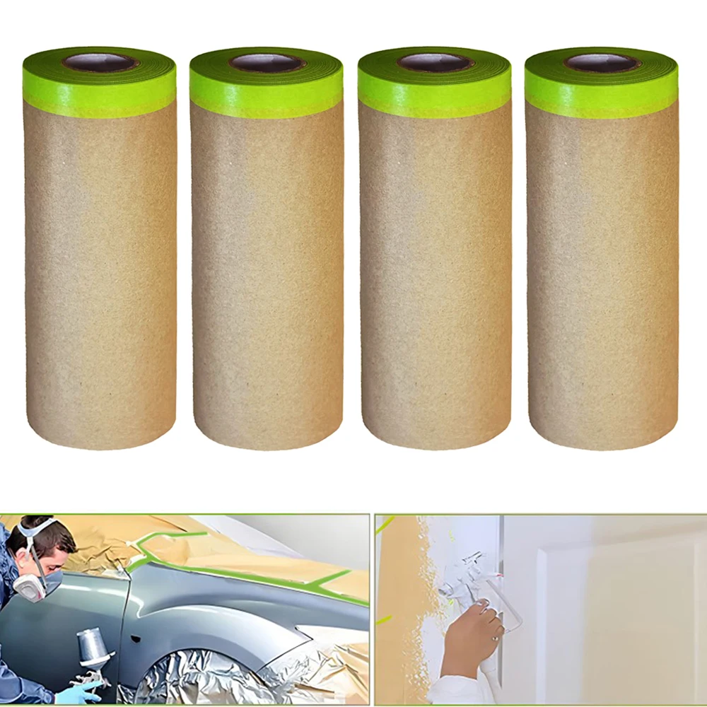 4pcs-15M-Pre-Taped-Masking-Film-Paper-Painting-Drop-Film-Painters-Paper ...