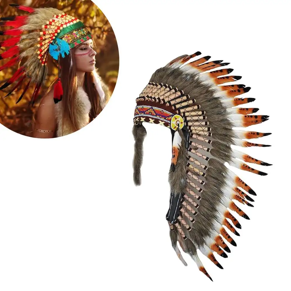 Tocado de plumas artificiales, tocado de jefe nativo indio, tocado para ...