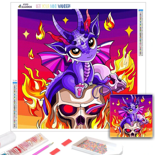 Purple Dragon Skulls On Fire