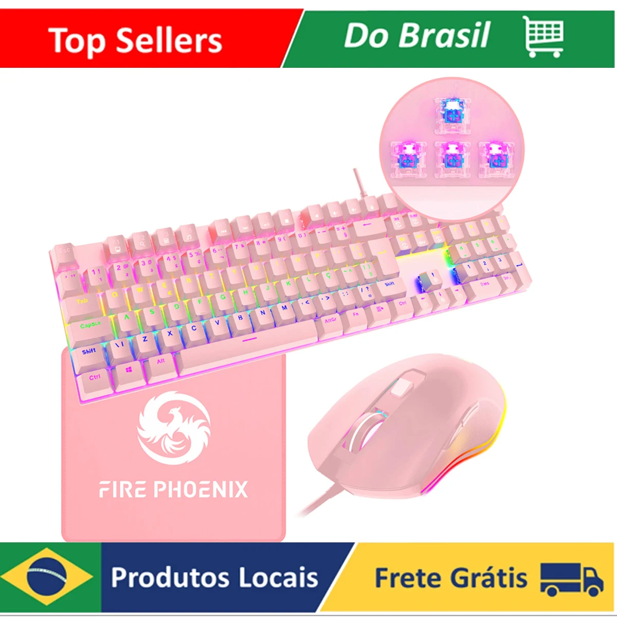 Mechanical Keyboard Kit And Gamer Mouse 3200 Dpi With Wire Abnt2 ...