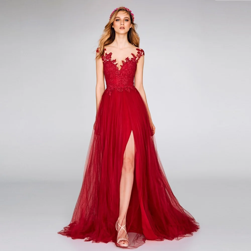 Elegant Red Wedding Party Dress V Neck Mother of the Bride Dresses ...