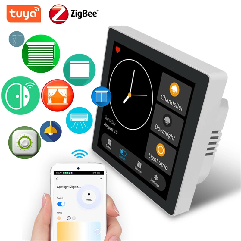 Tuya-Panneau-de-commande-Zigbee-multiple-pour-maison-intelligente-cran-tactile-LCD-interrupteur ...