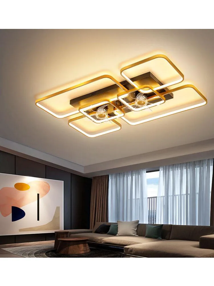 Đèn Trần Quạt + Ứng Dụng Điều Khiển Từ Xa 110V 220V Tứ Giác Đèn LED Ốp ...