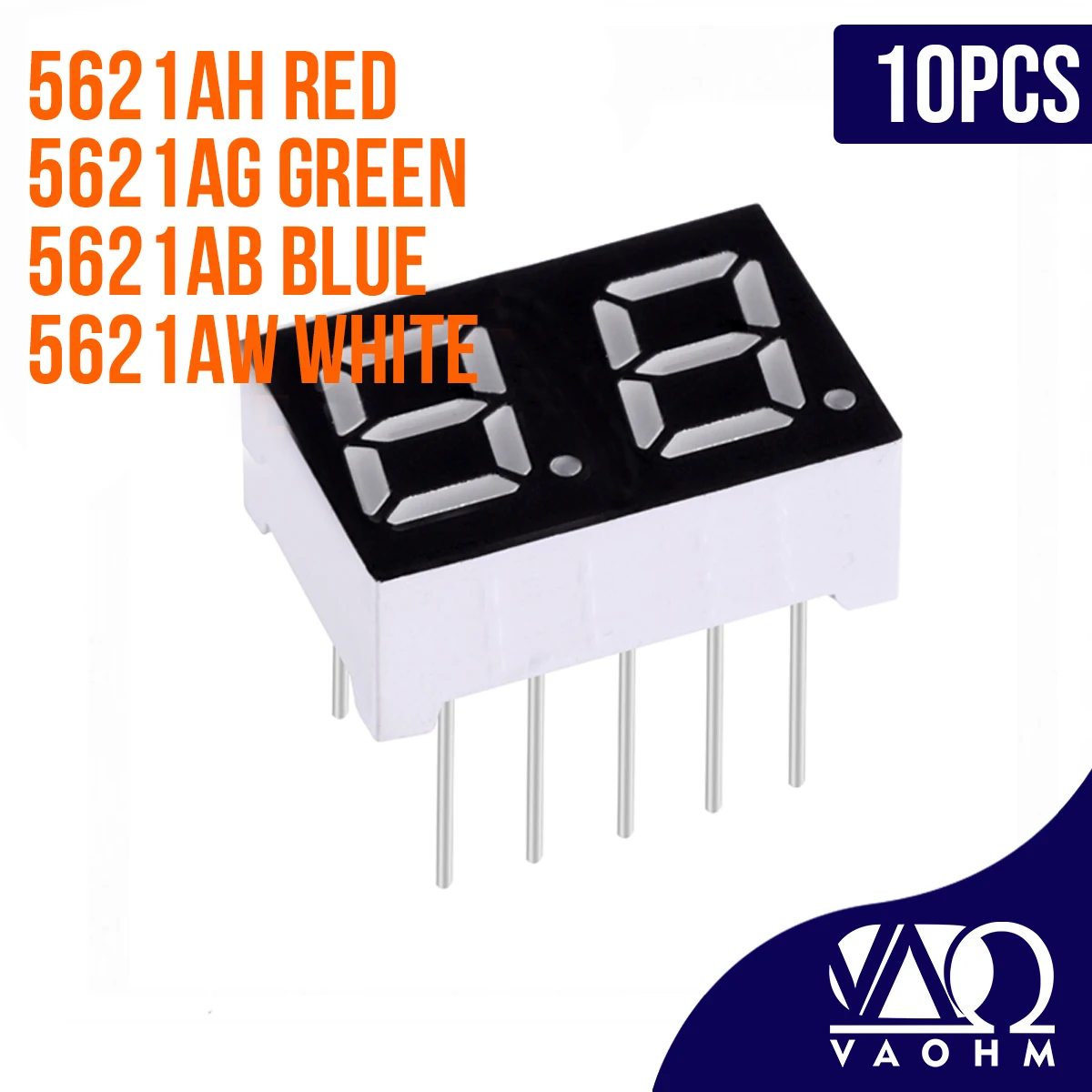 10PCS-5621AH-5612AB-5621AG-5621AW-0-56-Inch-Common-Cathode-Two-Digit ...