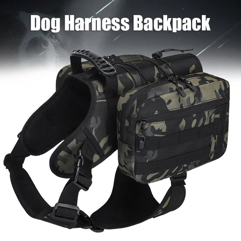 New-Tactical-Dog-Harness-Backpack-Military-Pet-Dog-Bag-Vest-for-Medium ...