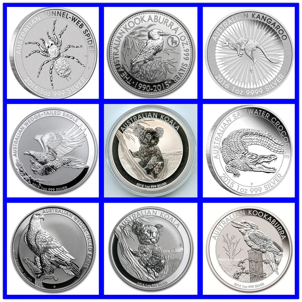 36PCs Australia Silver Coins Crocodile Kookaburra Spider Koala Eagle ...