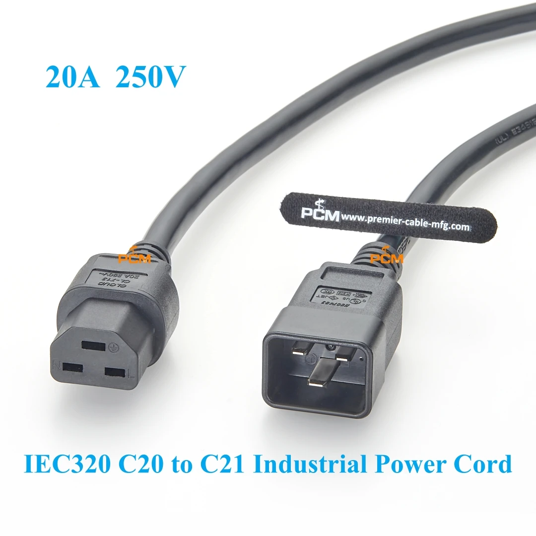 IEC 60320 C20 to C21 Heavy Duty Power Cord IEC320 Plug 20A 250V ...