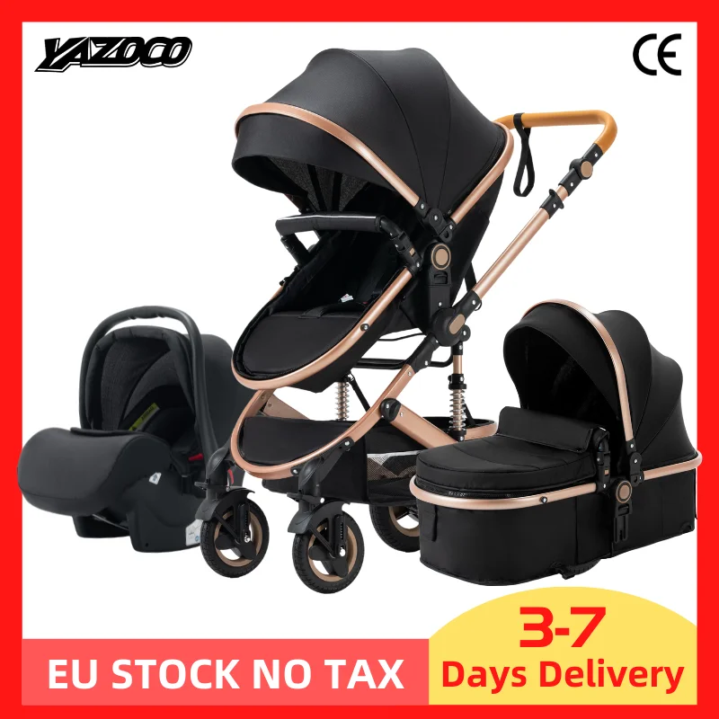 Poussette luxueuse 3 en 1 pour nouveau-né, modèle de voyage et pliable ...
