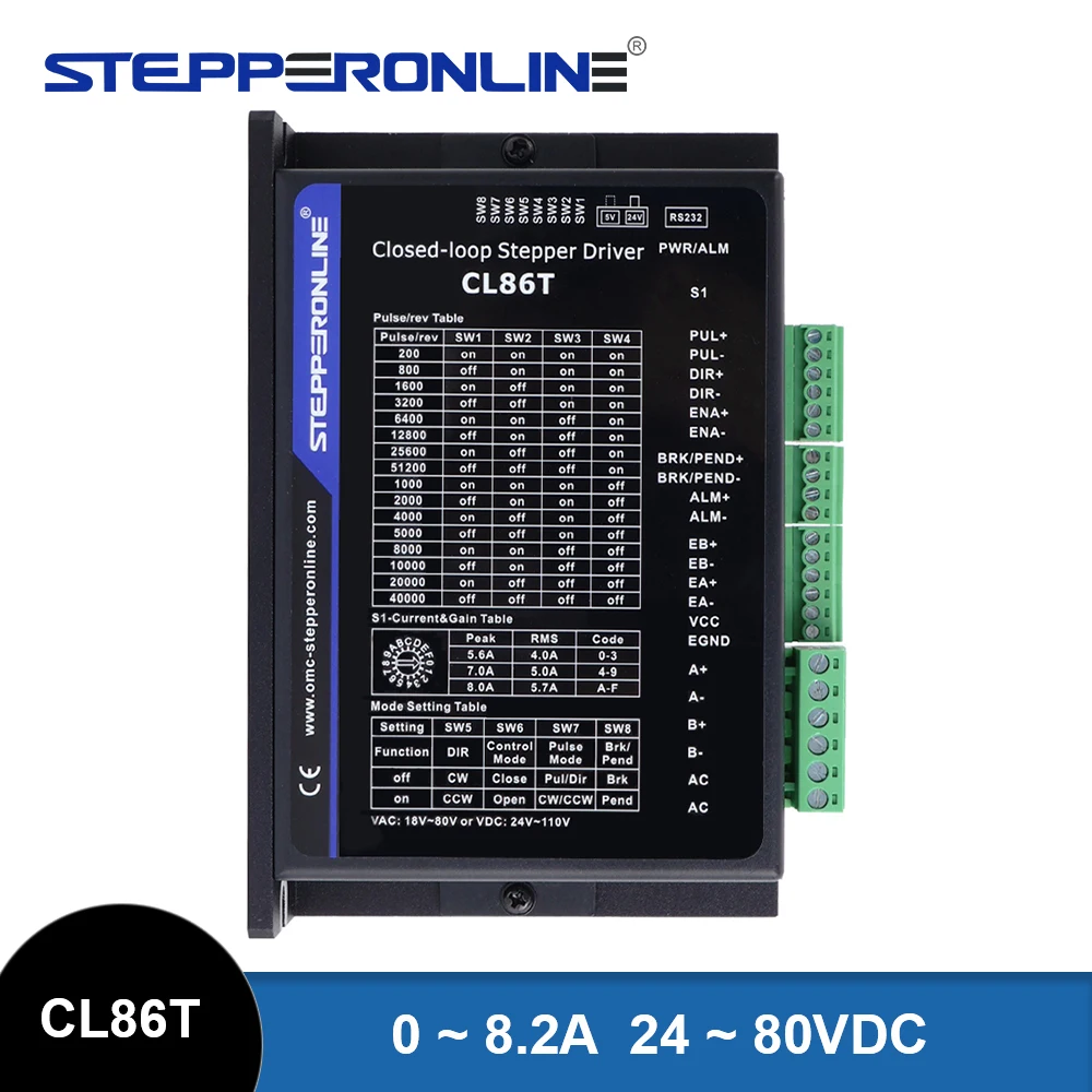 STEPPERONLINE Nema 34 Closed Loop Stepper Motor Driver 0~8.2A 24~80VDC ...