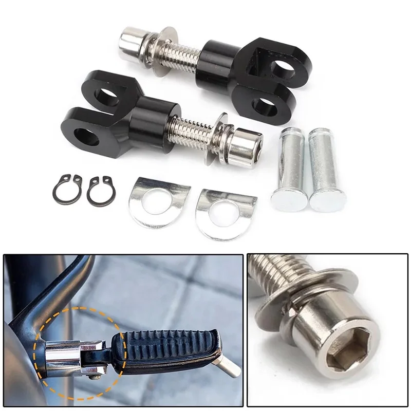 29mm-39mm-Black-Chrome-Motorcycle-Foot-Peg-Footrests-Clevis-Kit-Mount-w ...