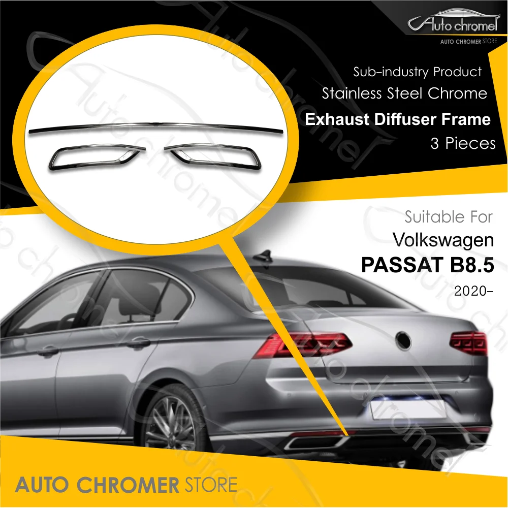 For-Vw-Passat-2020-B8-5-Exhaust-Diffuser-Premium-Chrome-Car-Accessories ...