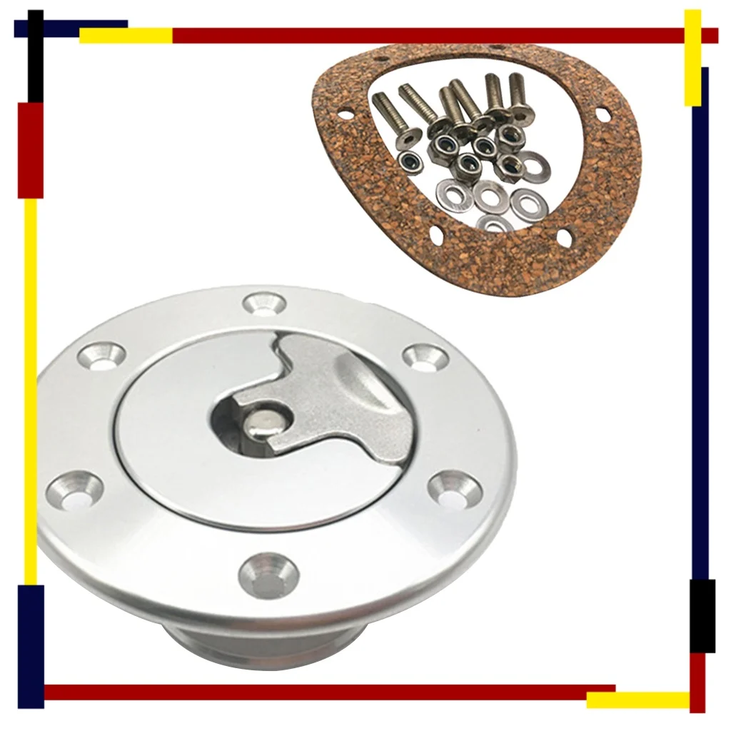 Universal Fuel Filler Neck Gas Lid Flush Mount for 6 Holes Anodized ...