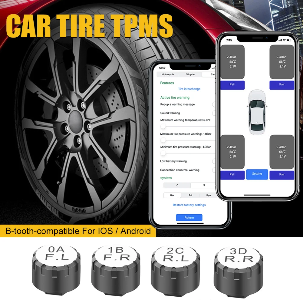Tire-Pressure-Sensors-Bluetooth-Compatible-TPMS-Tire-Pressure ...