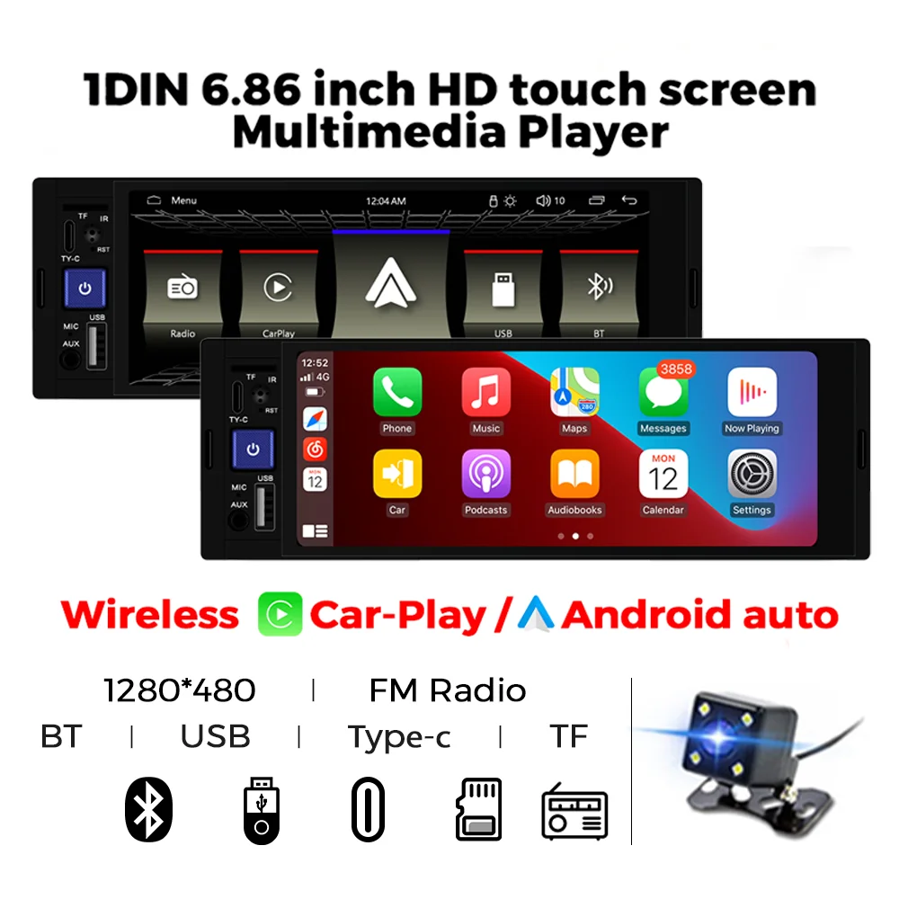 NaviFly-6-86-Wireless-CarPlay-Android-Auto-Universal-1Din-Car-Radio-Multimedia-Video-MP5-Player ...