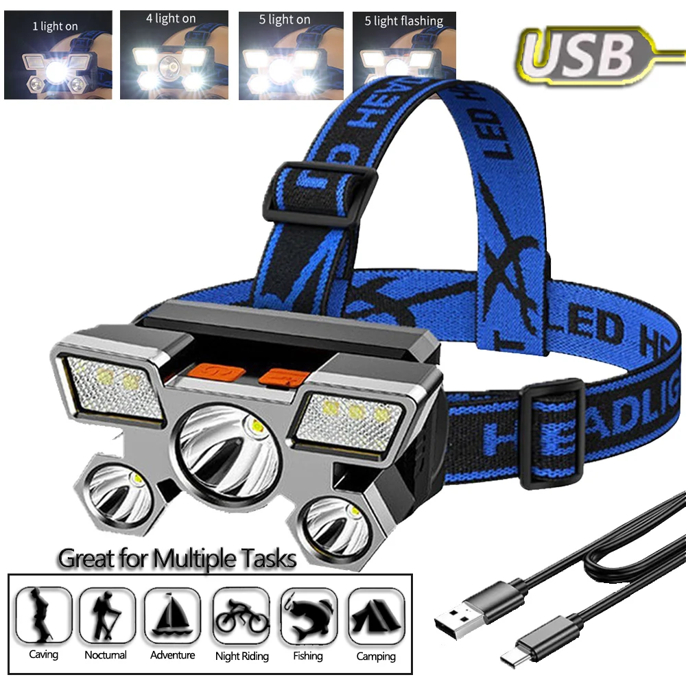 Outdoor-High-brightness-5LED-Headset-flashlight-Outdoor-household ...