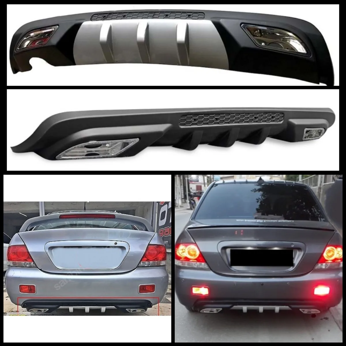 For-Mitsubishi-Lancer-Car-Rear-Bumper-Diffuser-Black-ABS-Plastic-Car ...