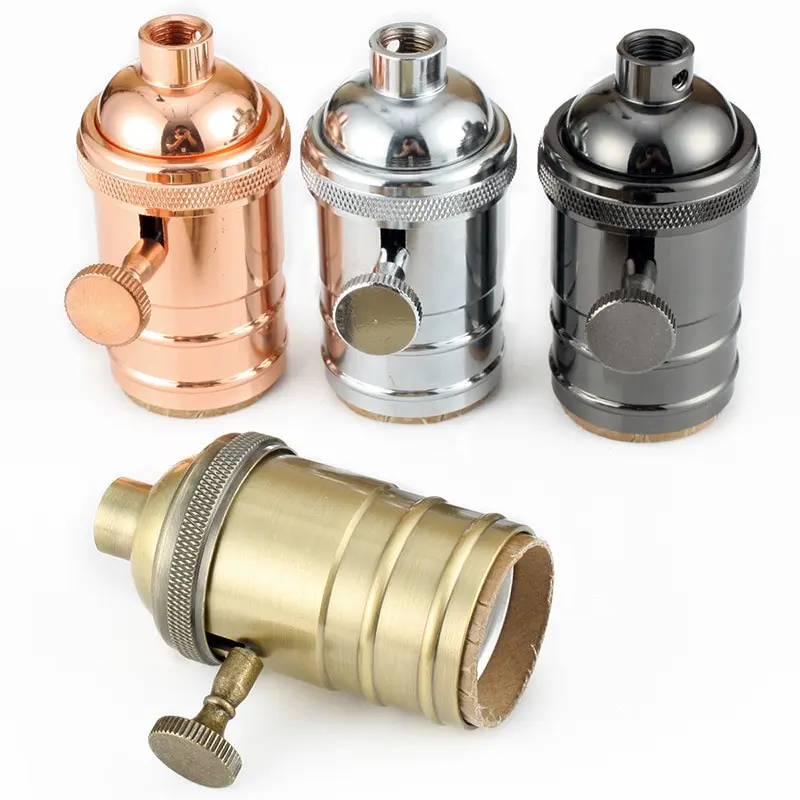 2pcs Vintage Socket E27 Lamp Holder Aluminum Shell With Switch Edison ...
